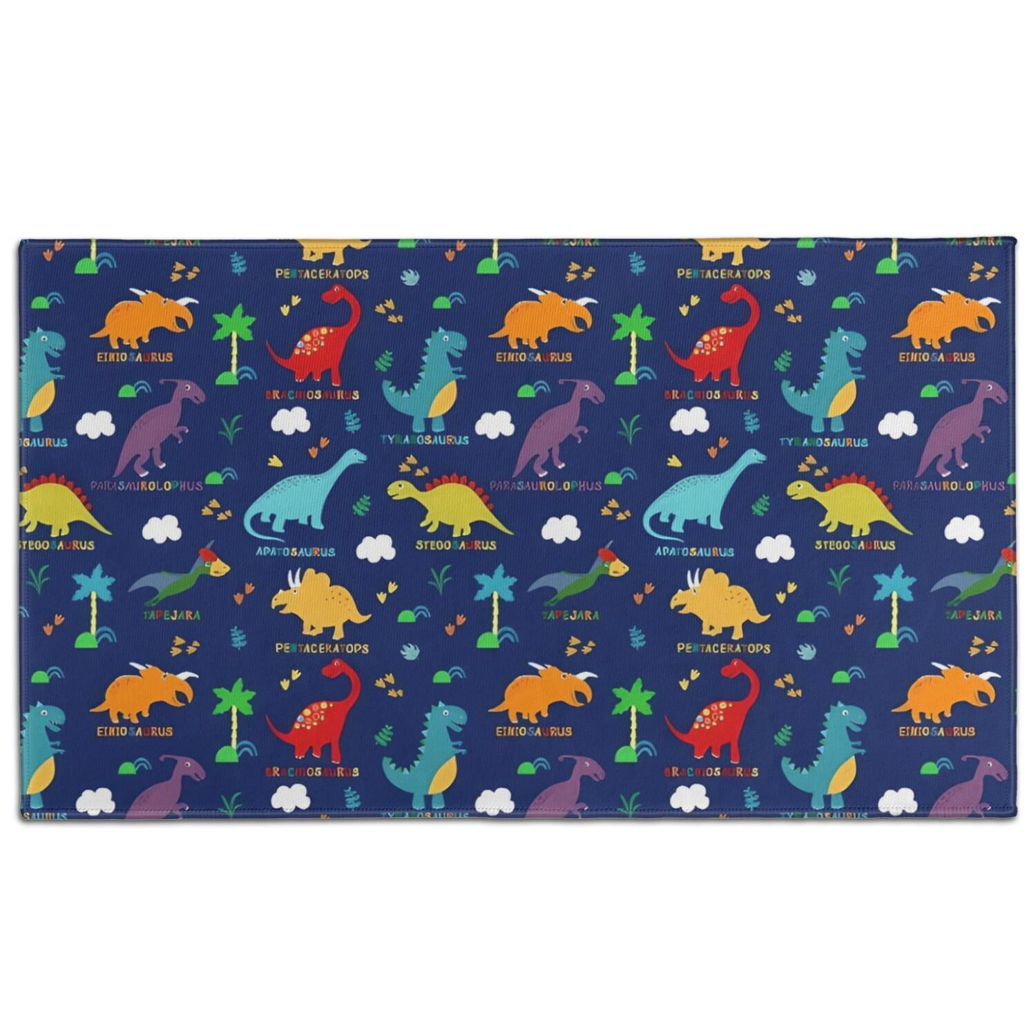 Colorful Dinosaurs Names Palms Clouds Pattern Door Rugs,Washable Non ...