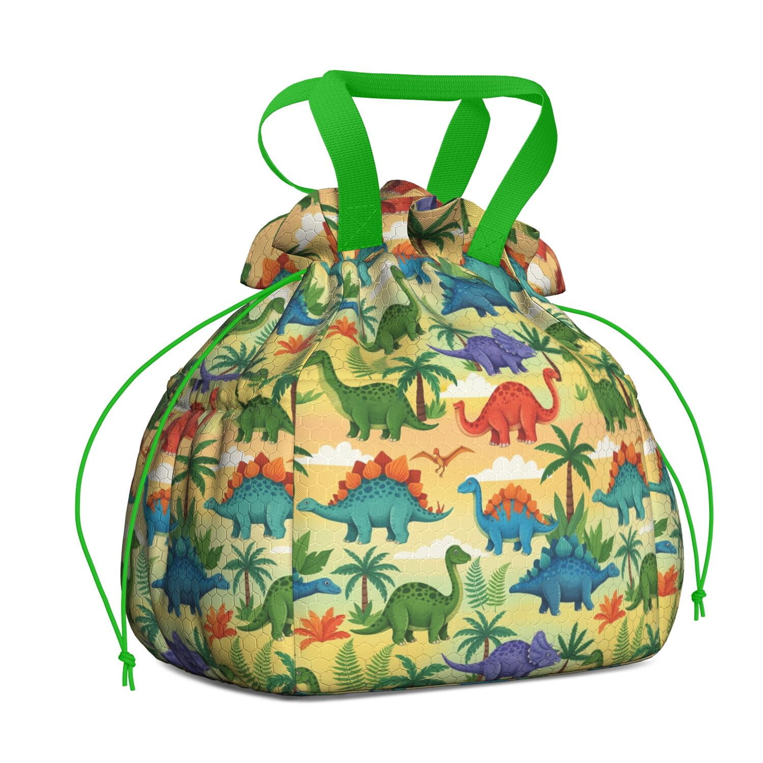 Colorful Dinosaurs Palm Trees Pattern Drawstring Lunch Bag Women - Drawstring Lunch Bag ...