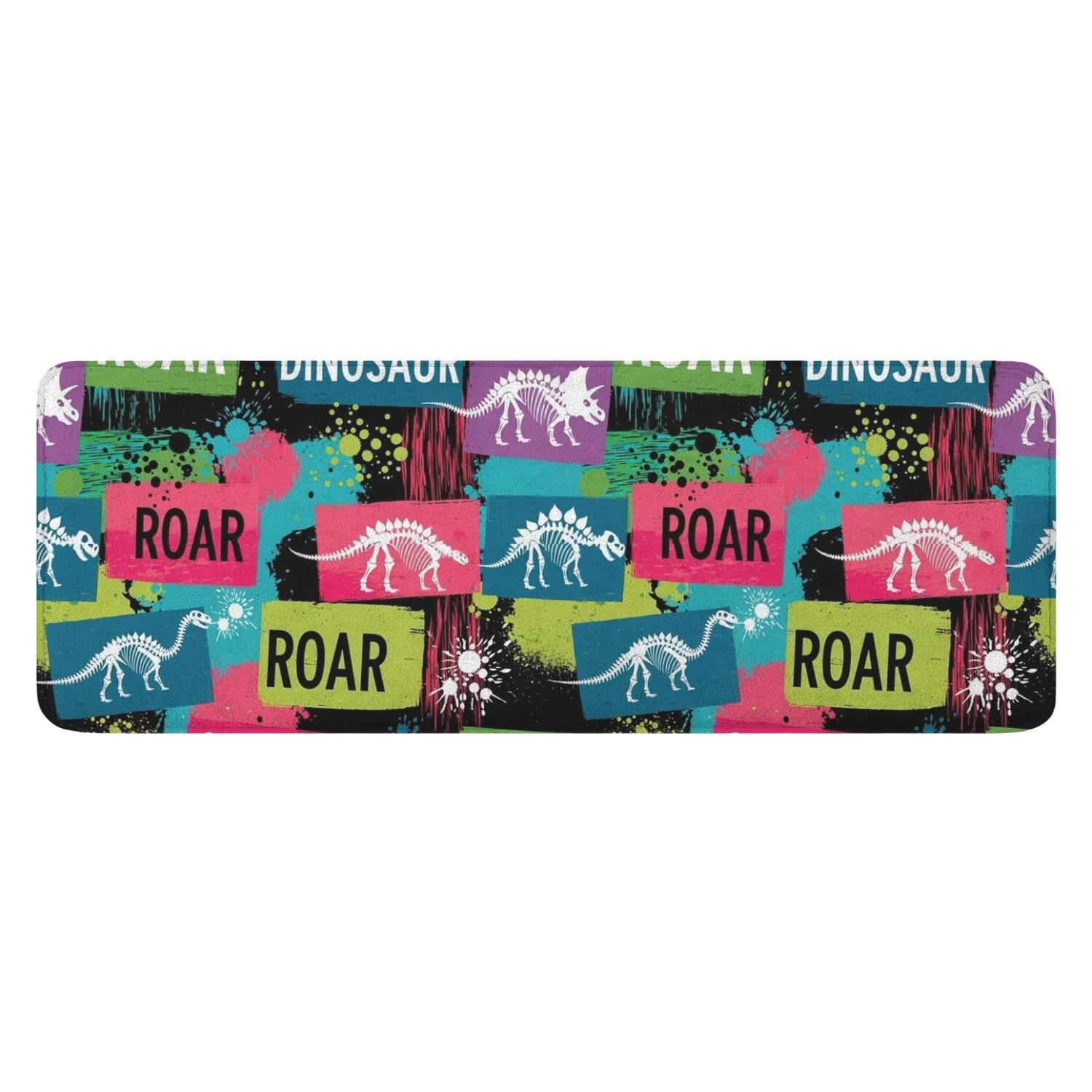 Colorful Dinosaurs Skeletons Text Pattern Kitchen Rug Mat,Kitchen ...