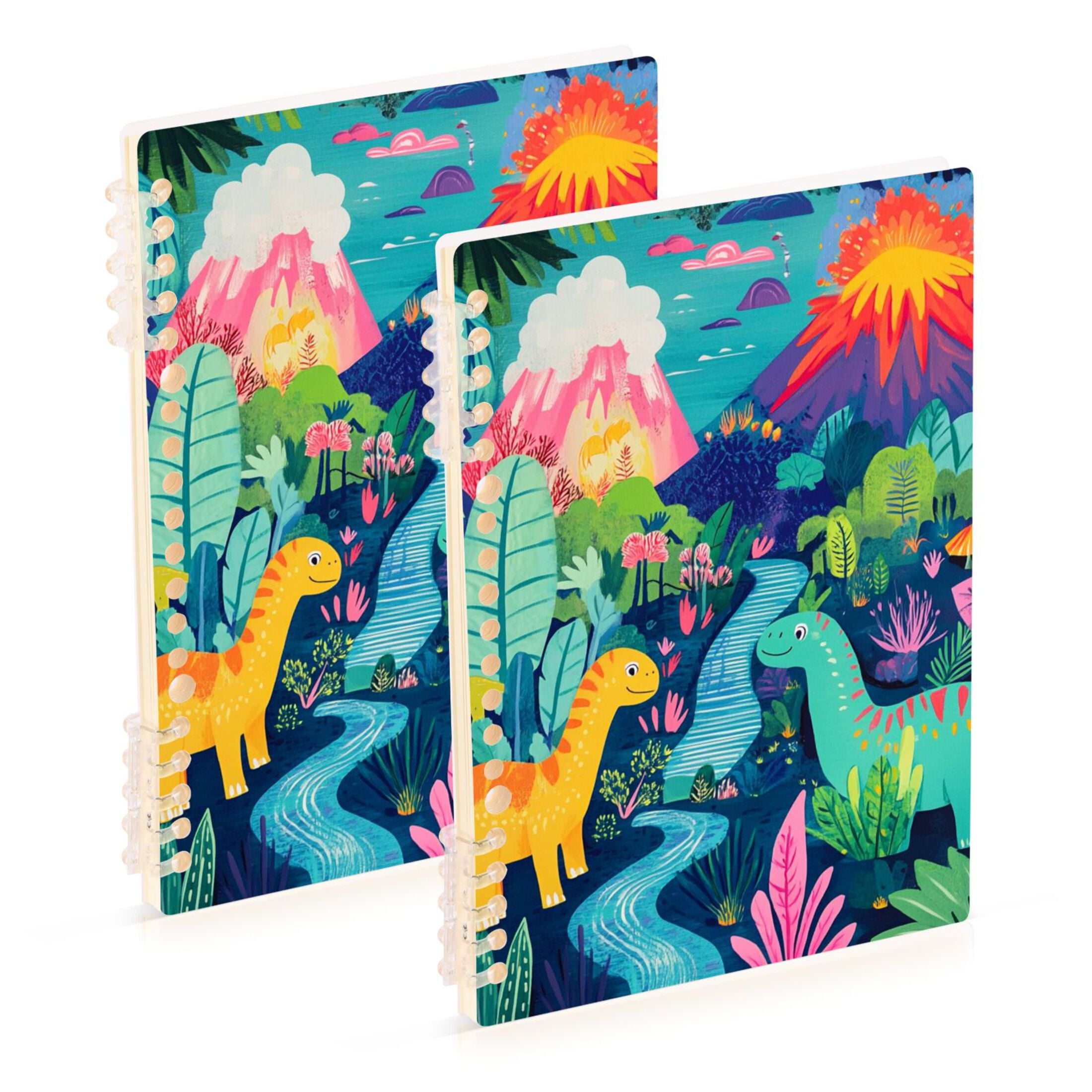 Colorful Dinosaurs in Jungle Notebook Detachable Coil Notebook Diary A5 ...