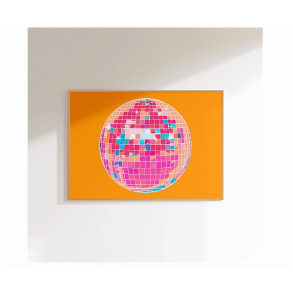 Colorful Disco Ball Wall Art Retro Print Dorm Decor Trendy Wall Art ...
