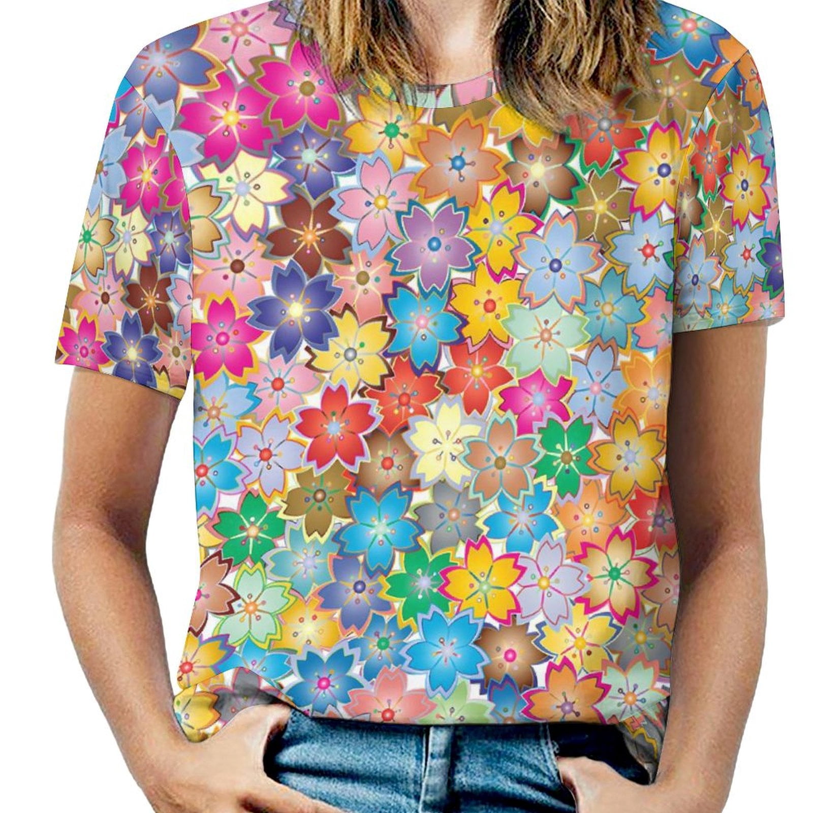 Colorful Ditsy Floral T Shirts Cute Flower Print Street Style T Shirt ...