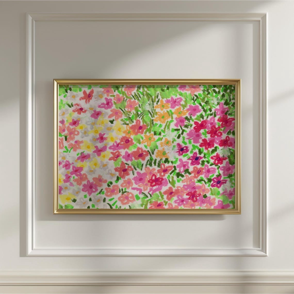 Colorful Ditsy Small Flowers Wall Art, Colorful Wall Art, Abstract Wall ...