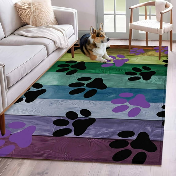 Colorful Dog 2.7x5 Rug for Office Desk Chair Area Small Bedroom, Paw ...