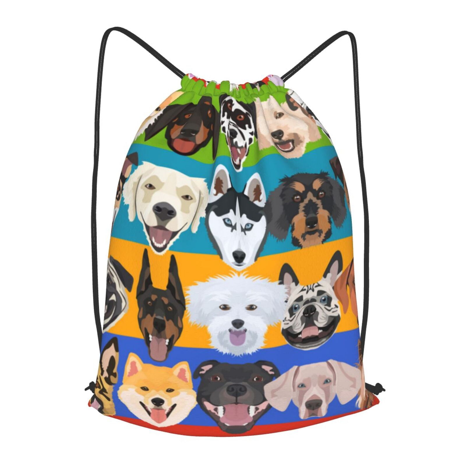Colorful Dog Dogs Pattern Drawstring Backpack Gym String Bag Sports ...