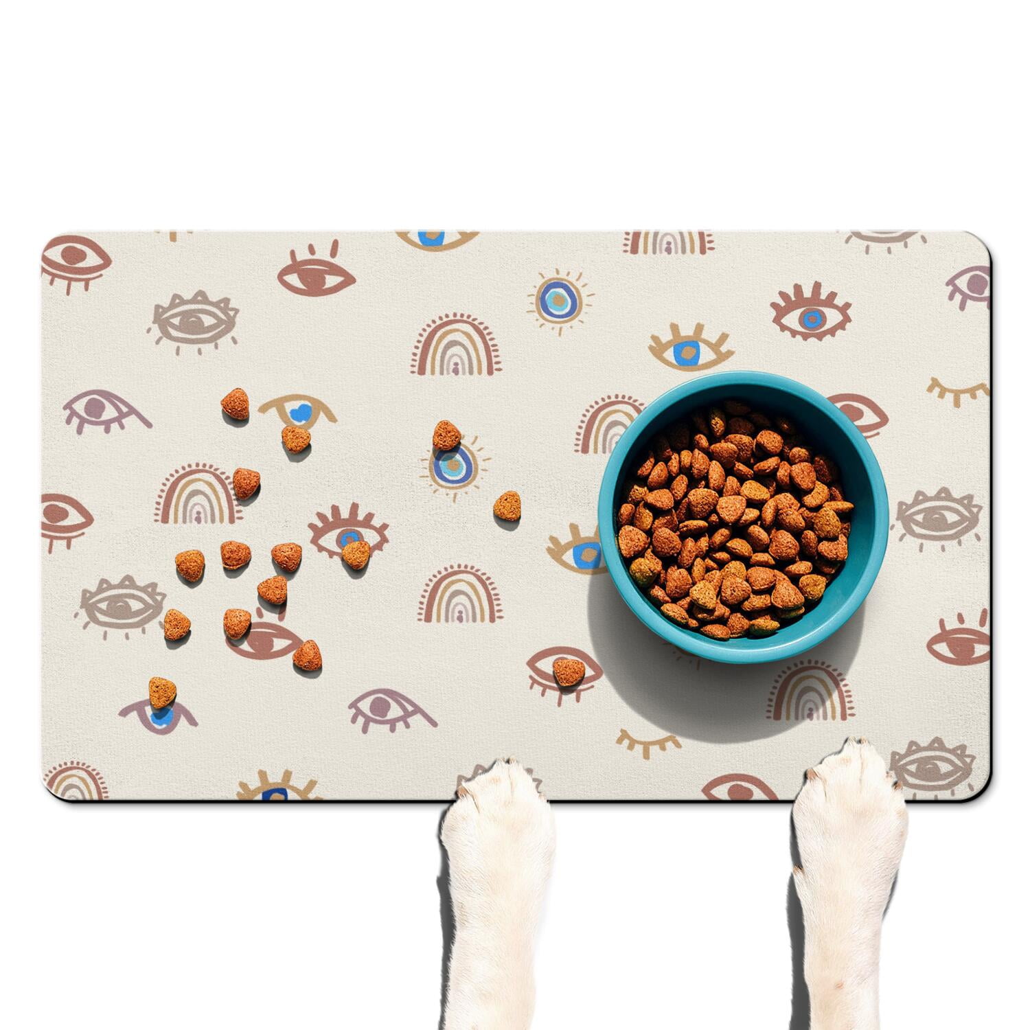 Colorful Dog Feeding Mat for Kids - Absorbent Pet Food Mat with Cute ...