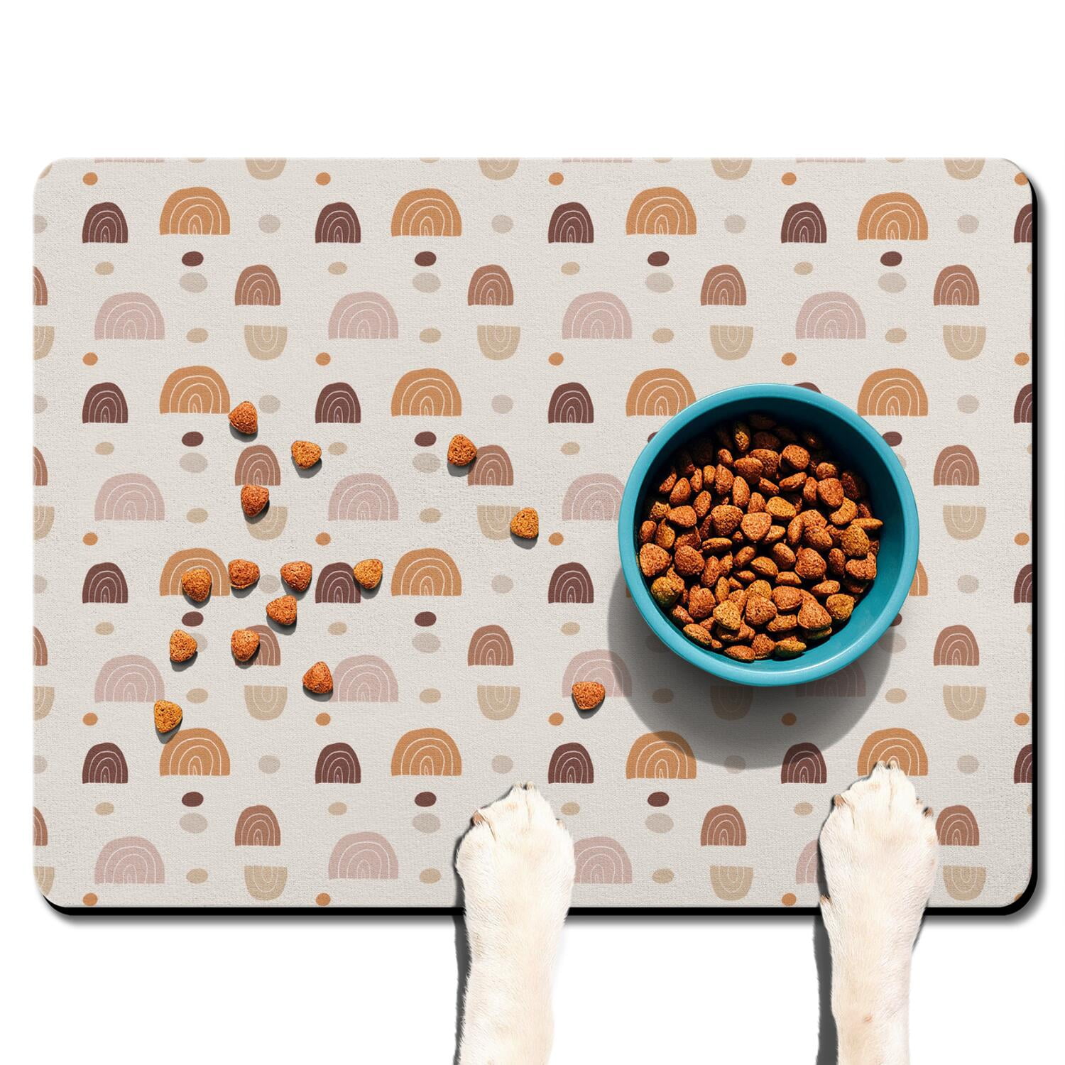 Colorful Dog Feeding Mat for Kids - Absorbent Pet Food Mat with Cute ...