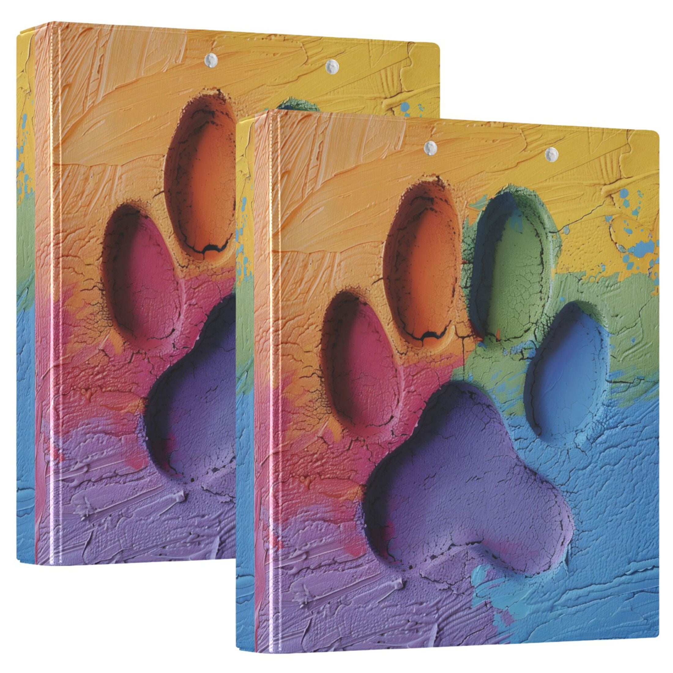 Colorful Dog Paw 3 Ring Hardcover Binders 1.5" Round Rings for Letter ...
