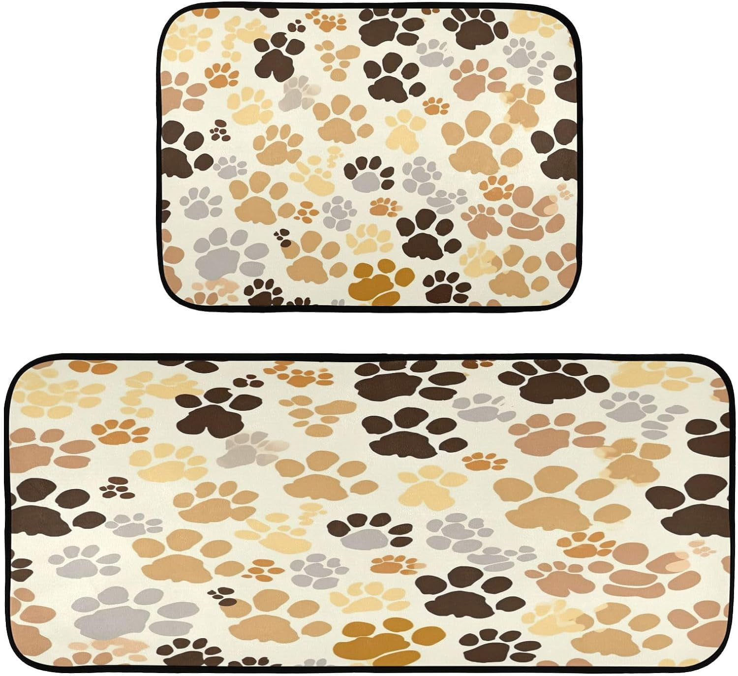 Colorful Dog Paw Anti Fatigue Mats for Kitchen Floor,Set of 2 Non Skid ...