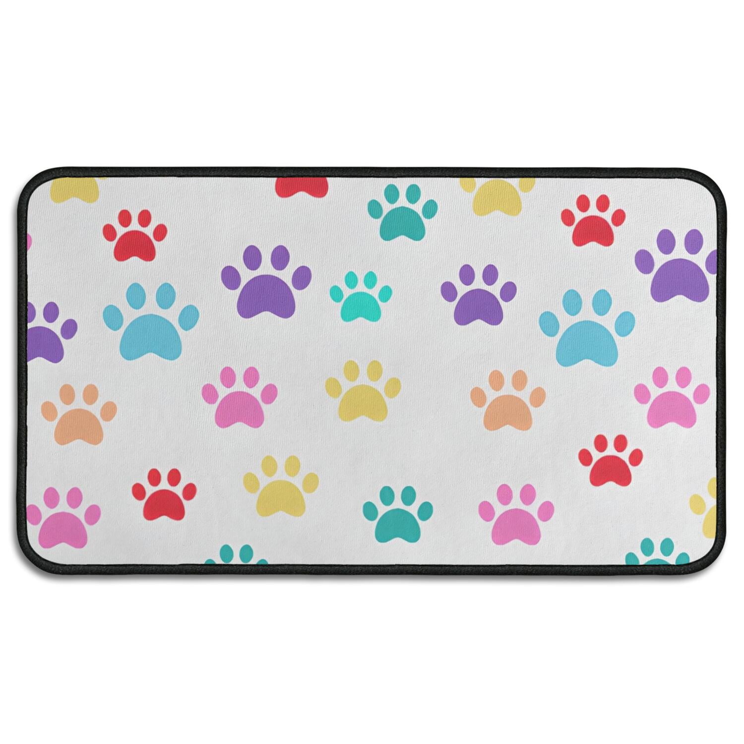 Colorful Dog Paw Footprint Door Rugs,Washable Non Slip Door Mats Indoor ...