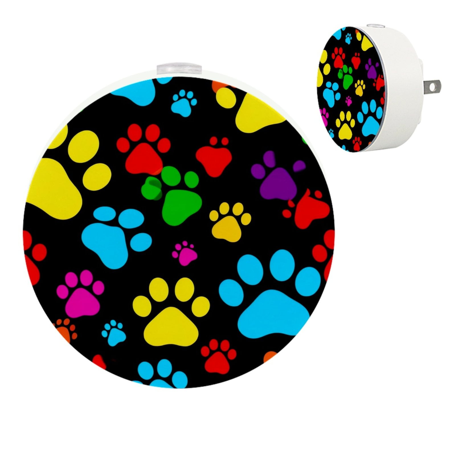 Colorful Dog Paw Print Automatic night lights plug into wall Dusk to ...