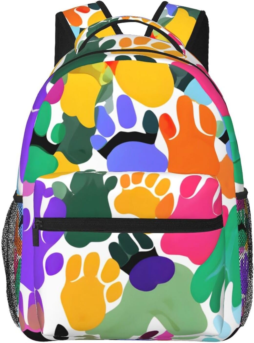 Colorful Dog Paw Print Lightweight Bookbag Casual Laptop Backpack for ...