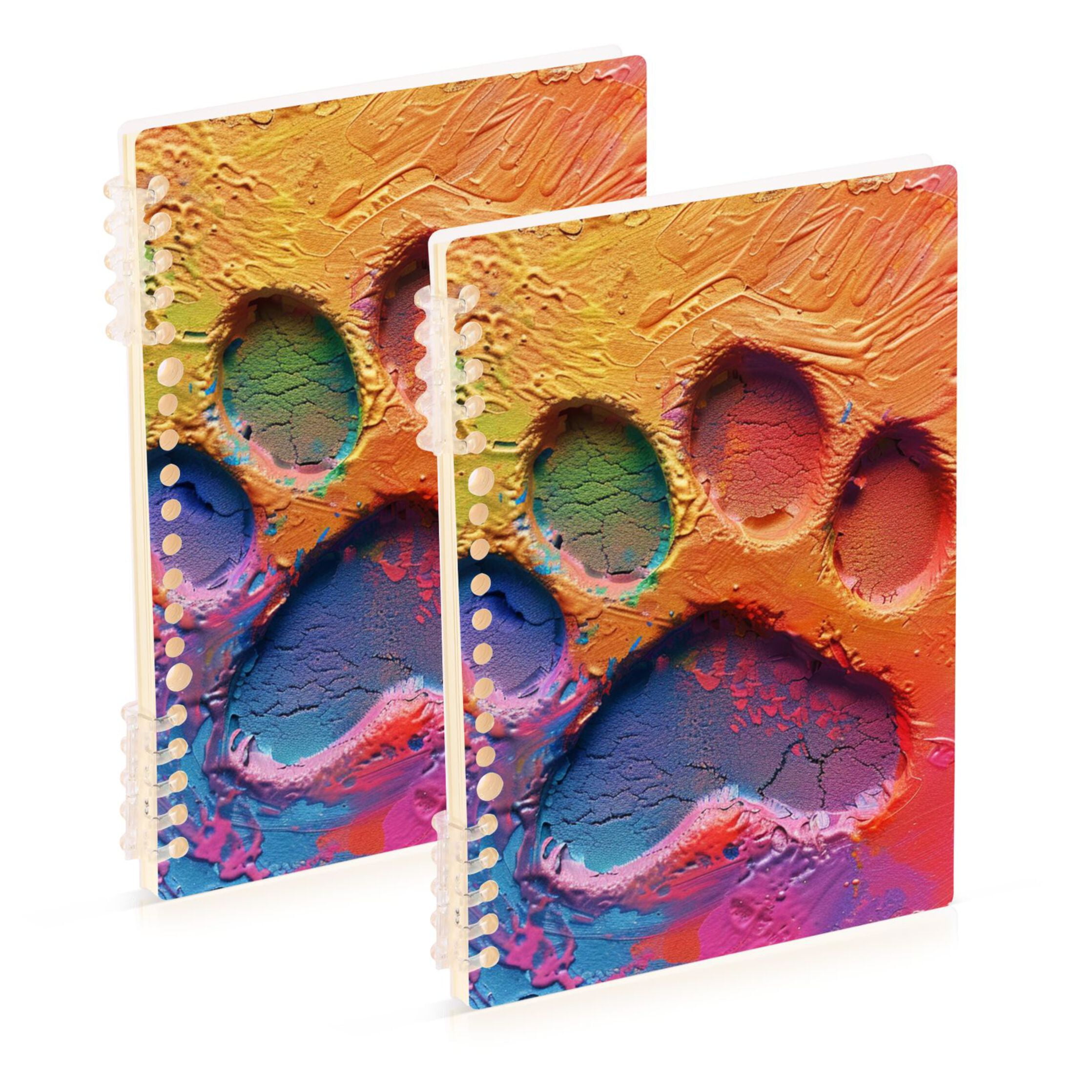 Colorful Dog Paw Print Ring Binder Notebook Journey Note Diary College ...