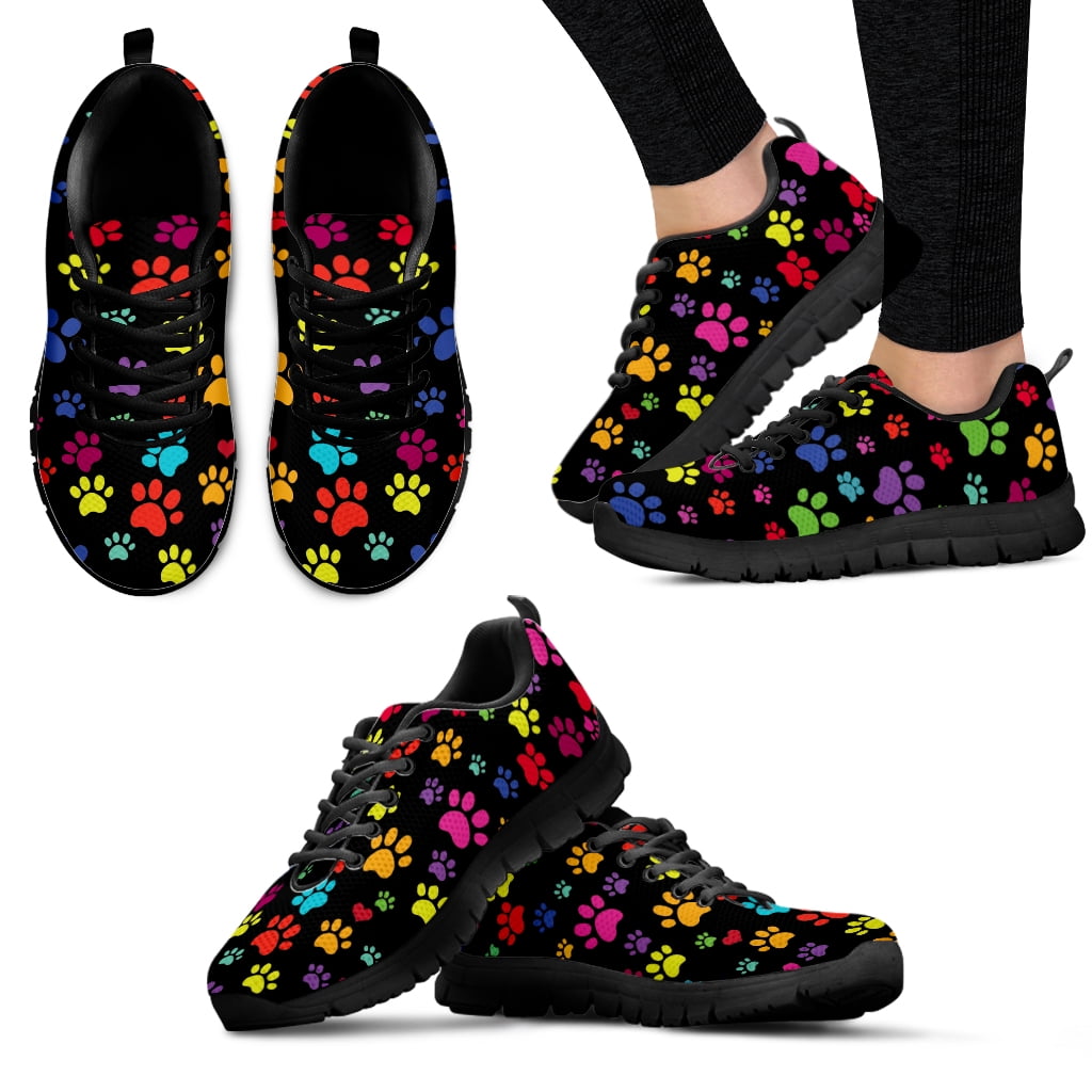 Colorful Dog Paw Print Sneakers For Women Dog Mom Designer Sport Shoes ...