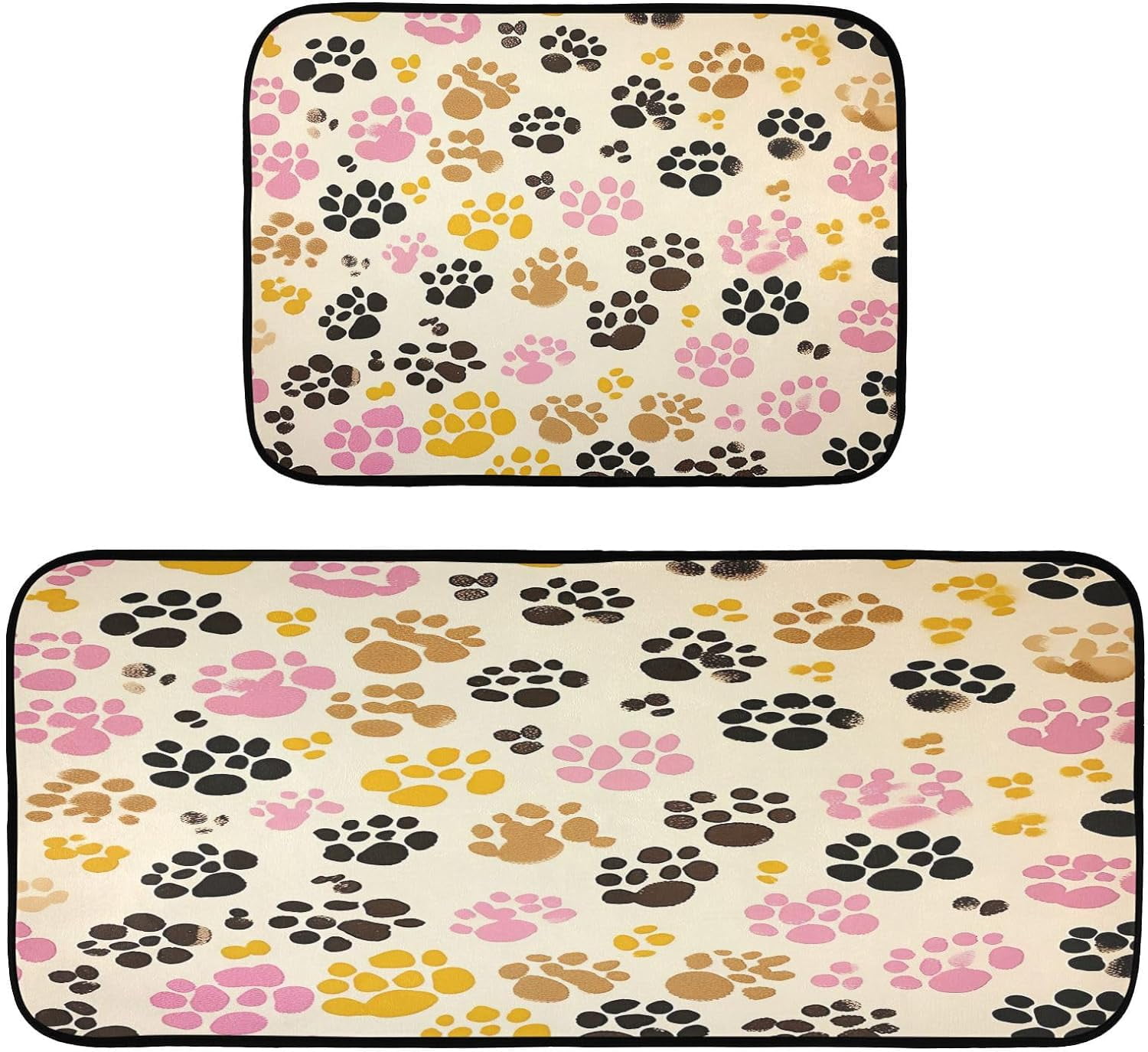 Colorful Dog Paws Anti Fatigue Mats for Kitchen Floor,Set of 2 Non Skid ...