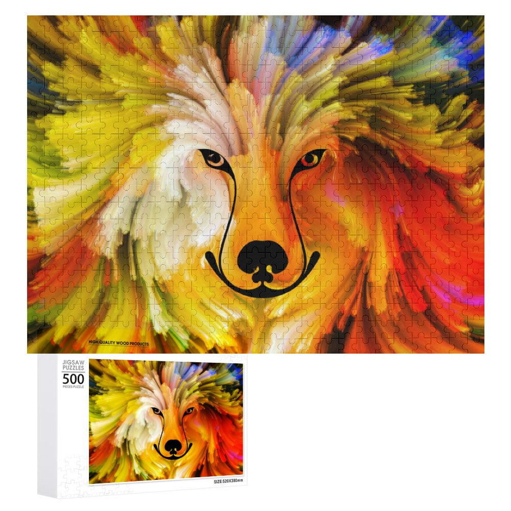 Colorful Dog Portrait on The Subject Jigsaw Puzzles 500 Pieces for Adults, Large Format Jigsaw ...