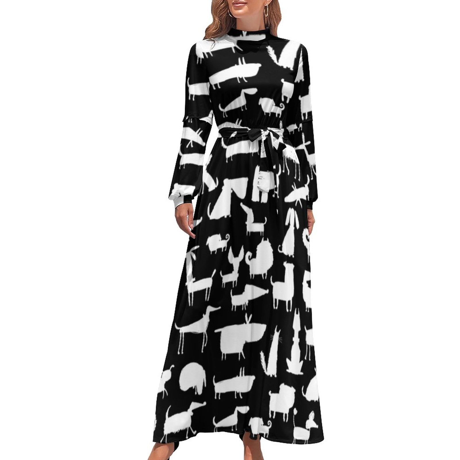 Colorful Dog Pow Dress Multicolored Paws Print Aesthetic Bohemia ...