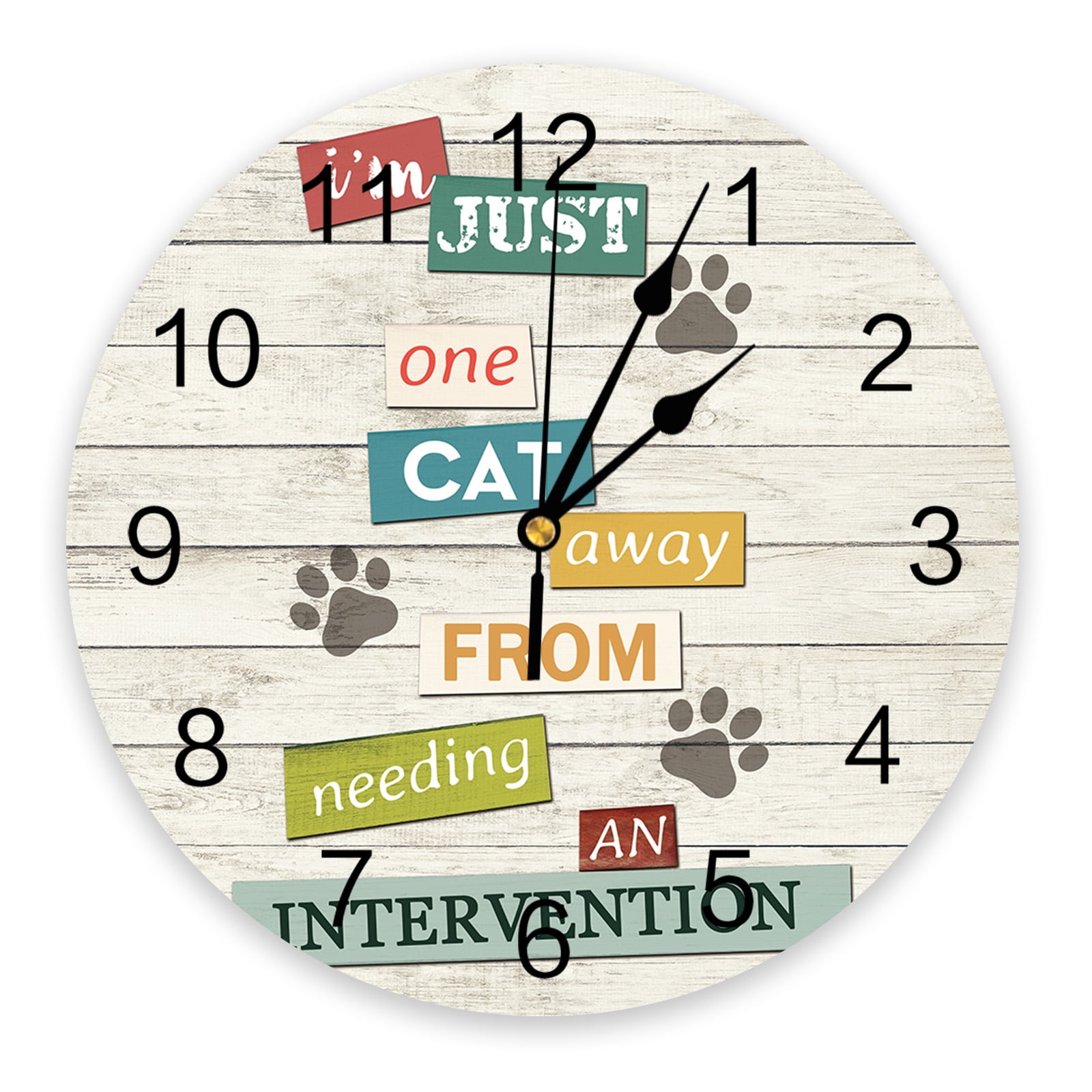 Colorful Dog Print Paw Round Wall Clock Creative Home r Living Room ...