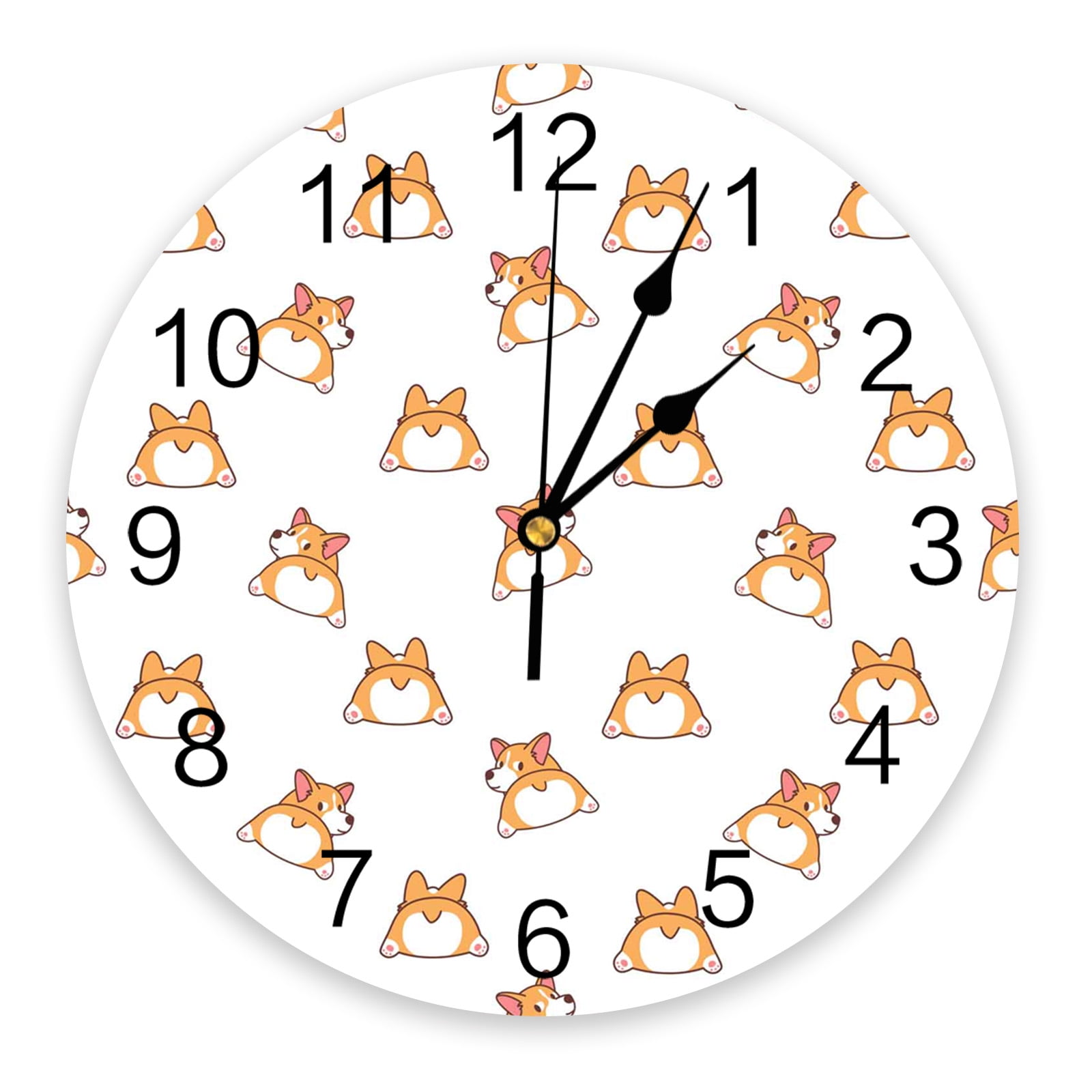 Colorful Dog Print Paw Round Wall Clock Creative Home r Living Room ...