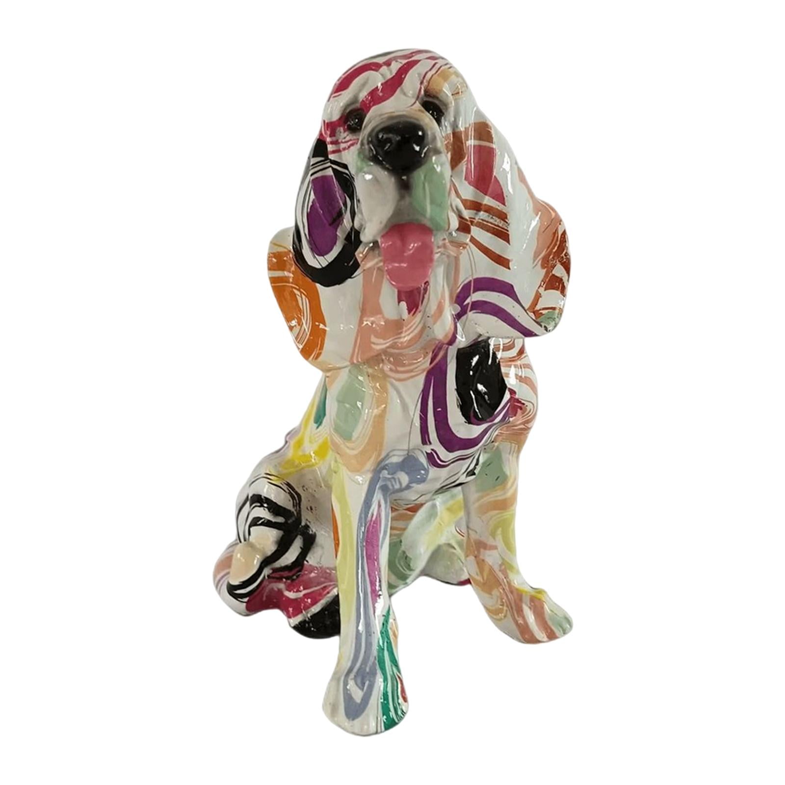 Colorful Dog Statue Animal Figure Countertop Dog Graffiti Figurine ...