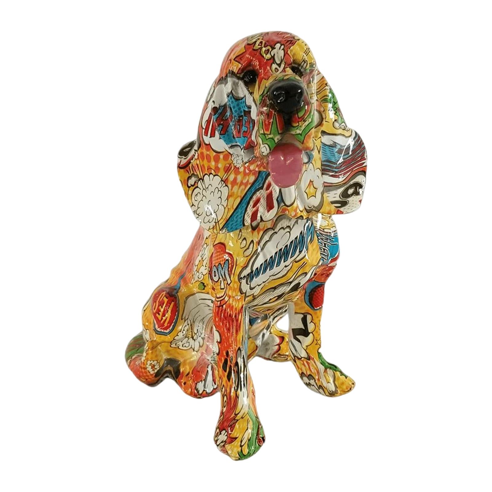 Colorful Dog Statue Animal Figure Countertop Dog Graffiti Figurine ...