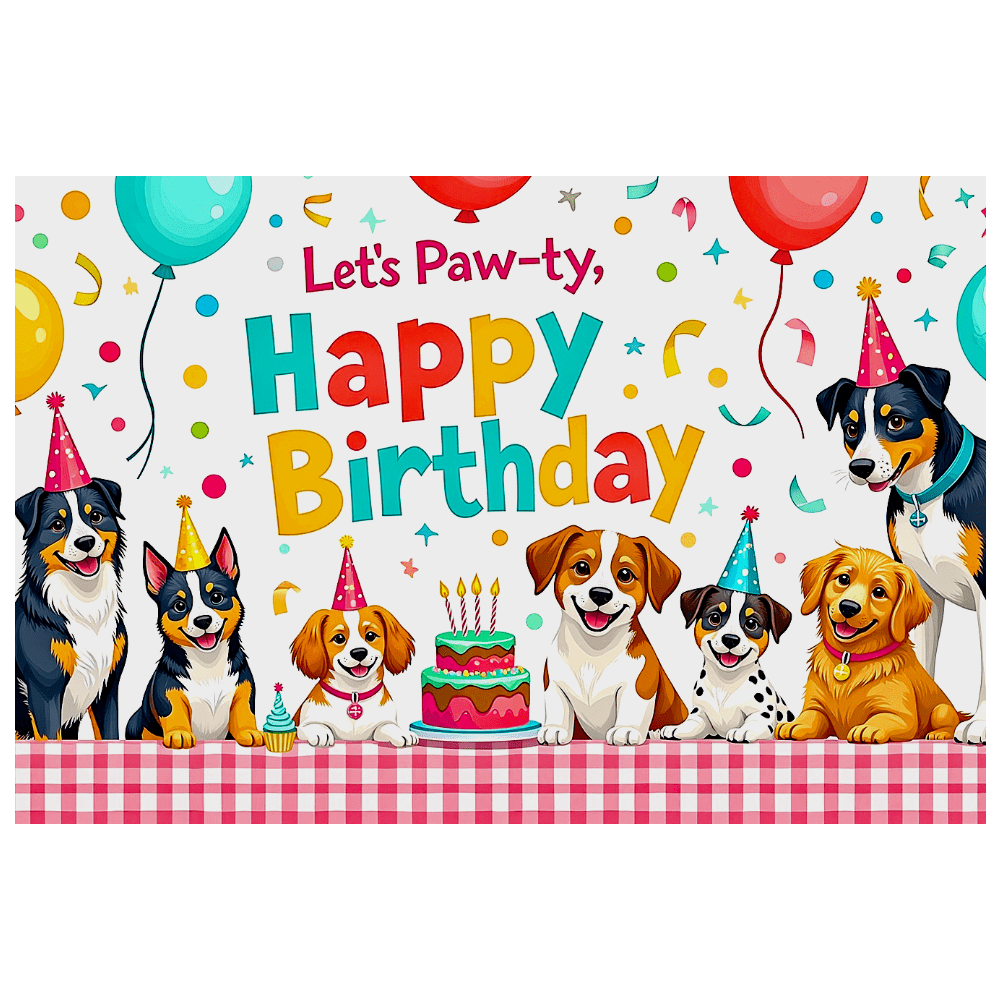 Colorful Dog Themed Happy Birthday Banner Backdrop Decorations for ...