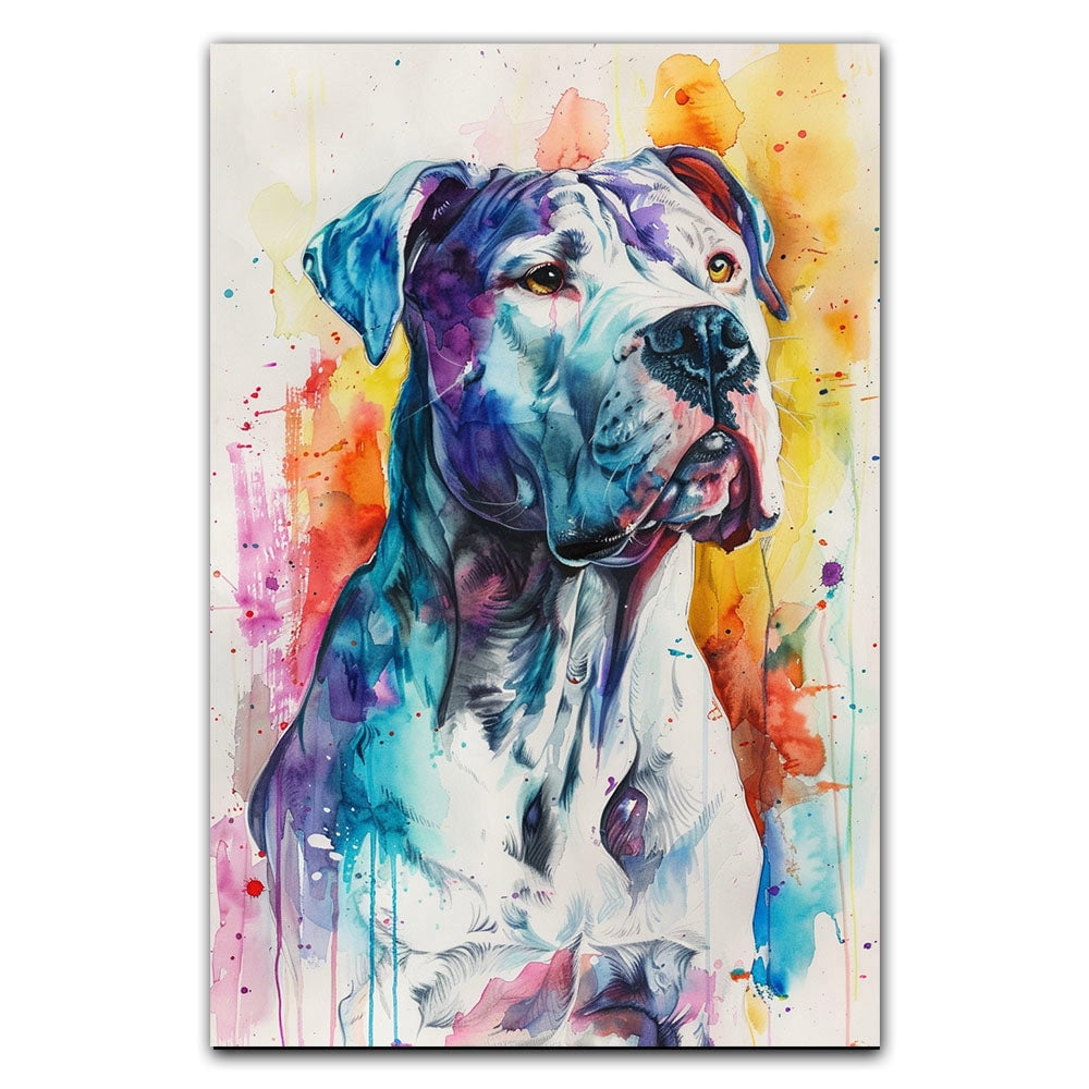 Colorful Dogo Argentino Wall Art Abstract Dog Posters Animal Canvas ...