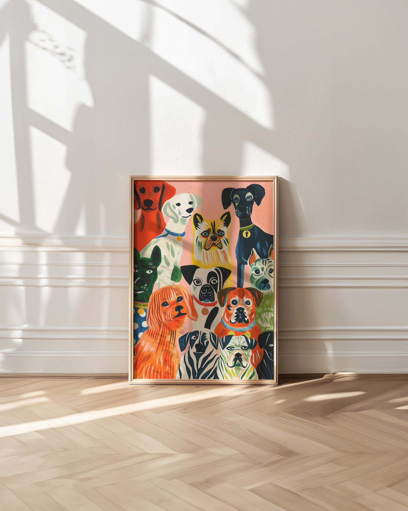 Colorful Dogs Breed Art Print: Maximalist Kitsch Decor, 16x24 UNFRAMED ...