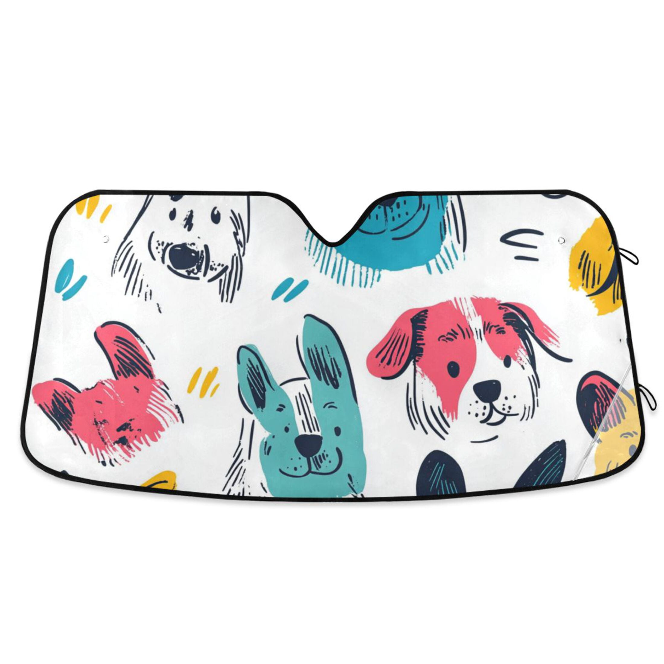 Colorful Dogs Face Car Windshield Sun Shade Reflector Sunshade Foldable ...