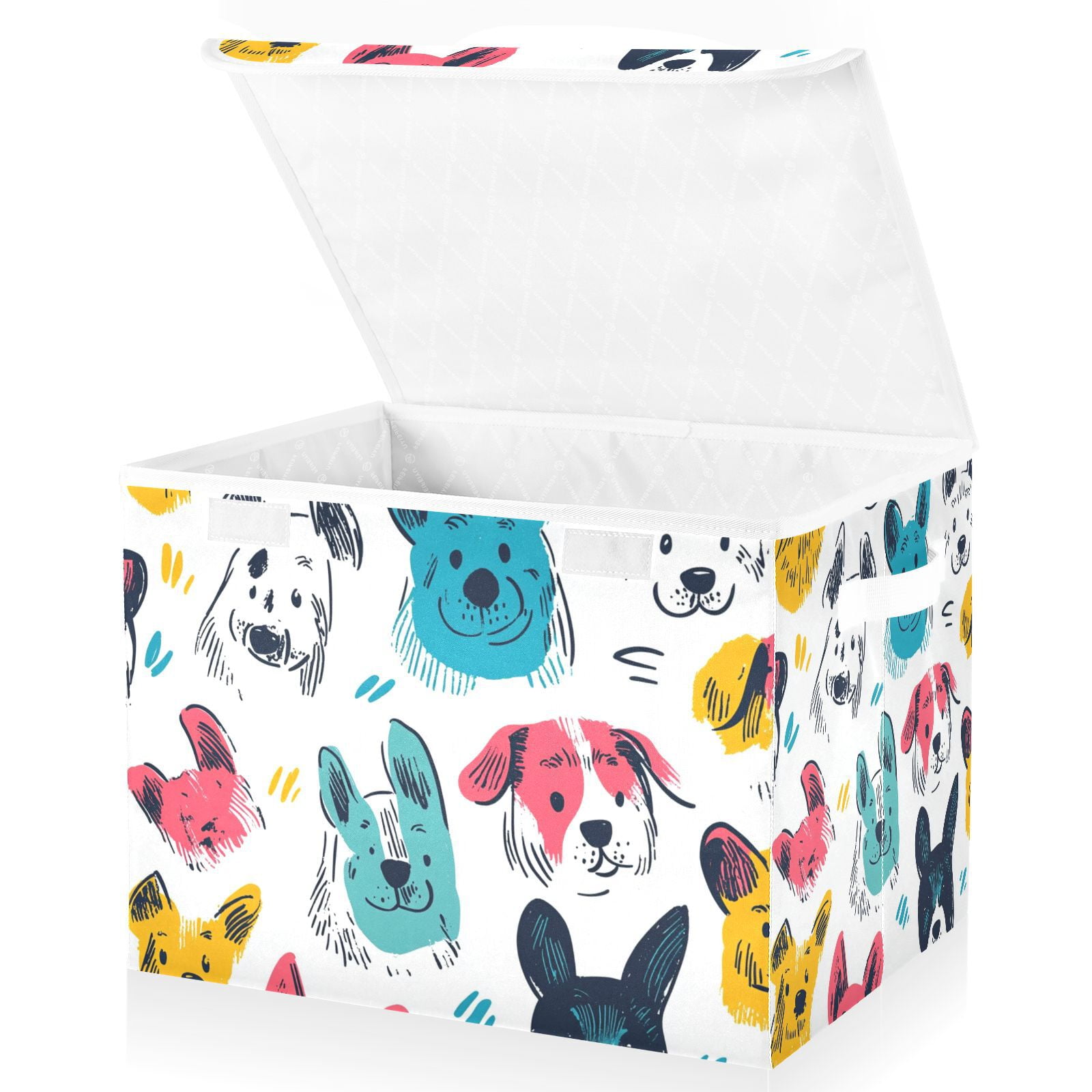 Colorful Dogs Face Storage Basket for Shelves Foldable Container ...