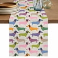 Colorful Dogs Table Runner 120 Inches, Vintage Cartoon Animals Bed ...