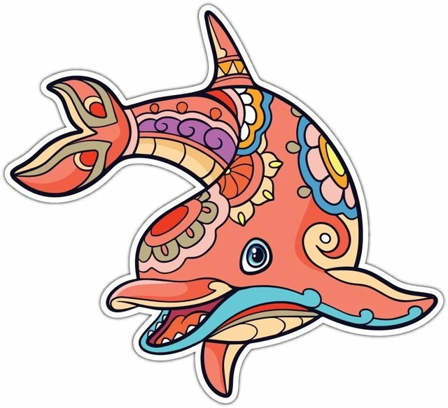 Colorful Dolphin Mandala Fish Ocean Car Window Stickerphone Decal Water ...