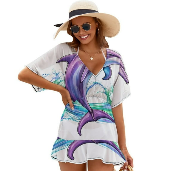 Colorful Dolphin Splash Art Cover Ups Dresses Women Summer Dress ...