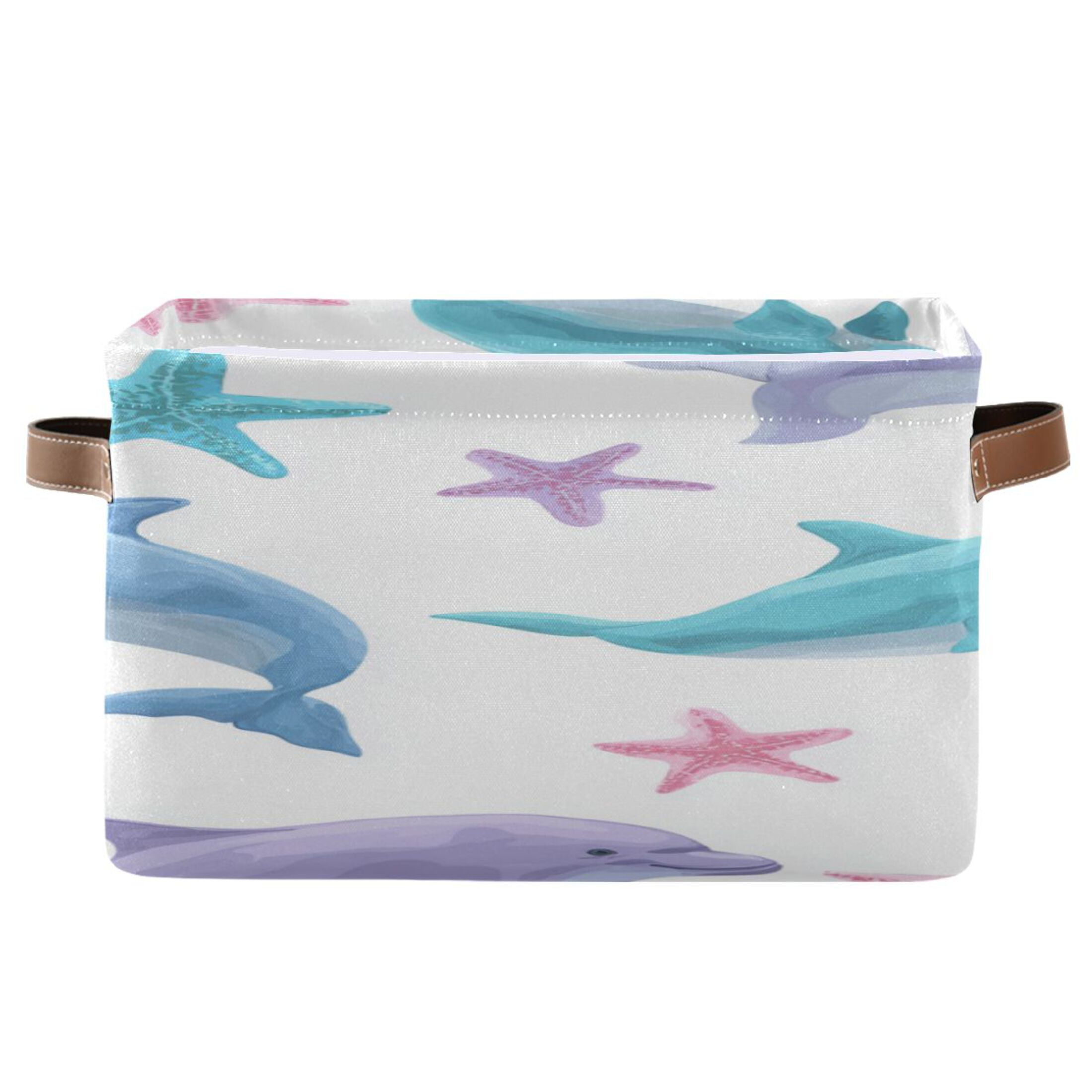 Colorful Dolphins and Starfishes Square Storage Bins with Handles ...