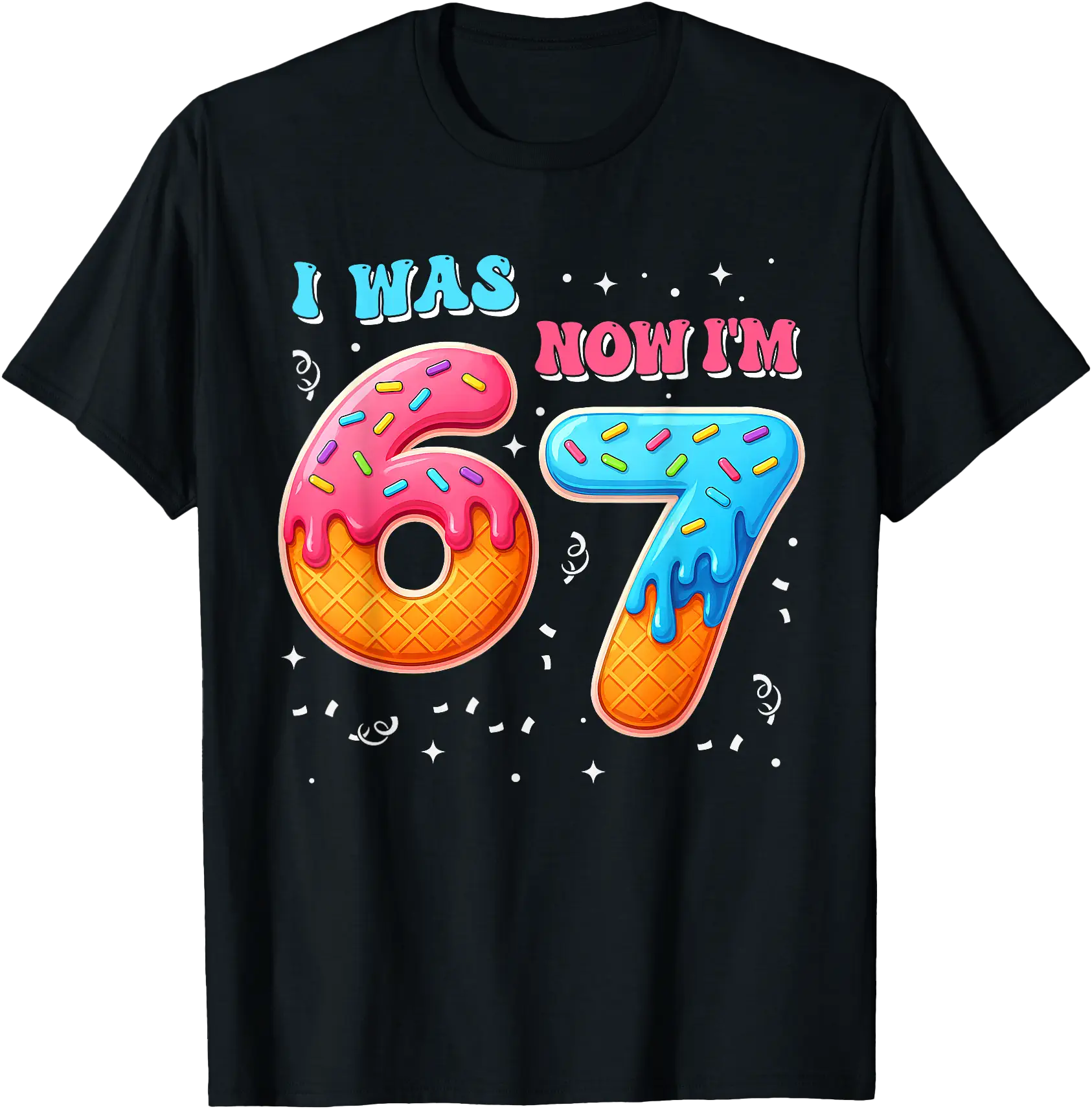 Colorful Donut Design I Was 6 Now I'm 7 T-Shirt for Fun Birthday ...