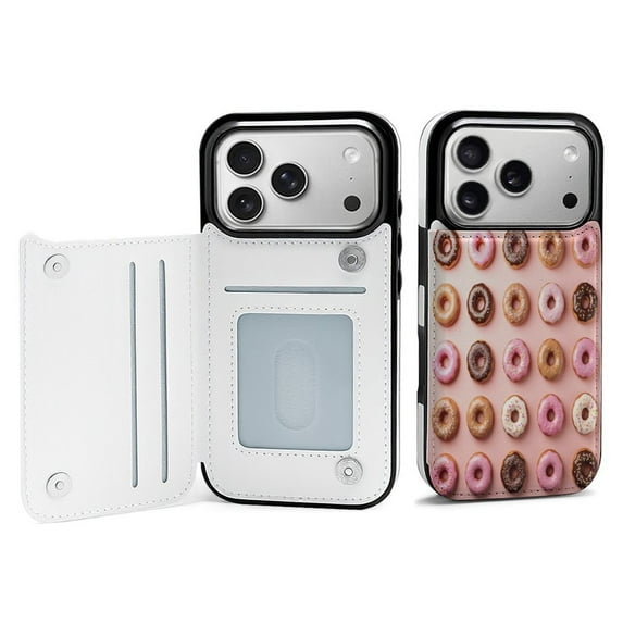 Colorful Donut Pattern Leather Wallet Case for iPhone 17 Pro Max Wallet ...