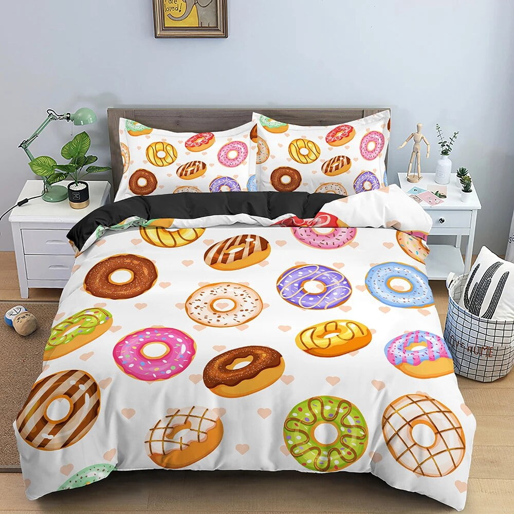 Colorful Donut Print Bedding Set Duvet Cover Set Quilt Set for Adults ...