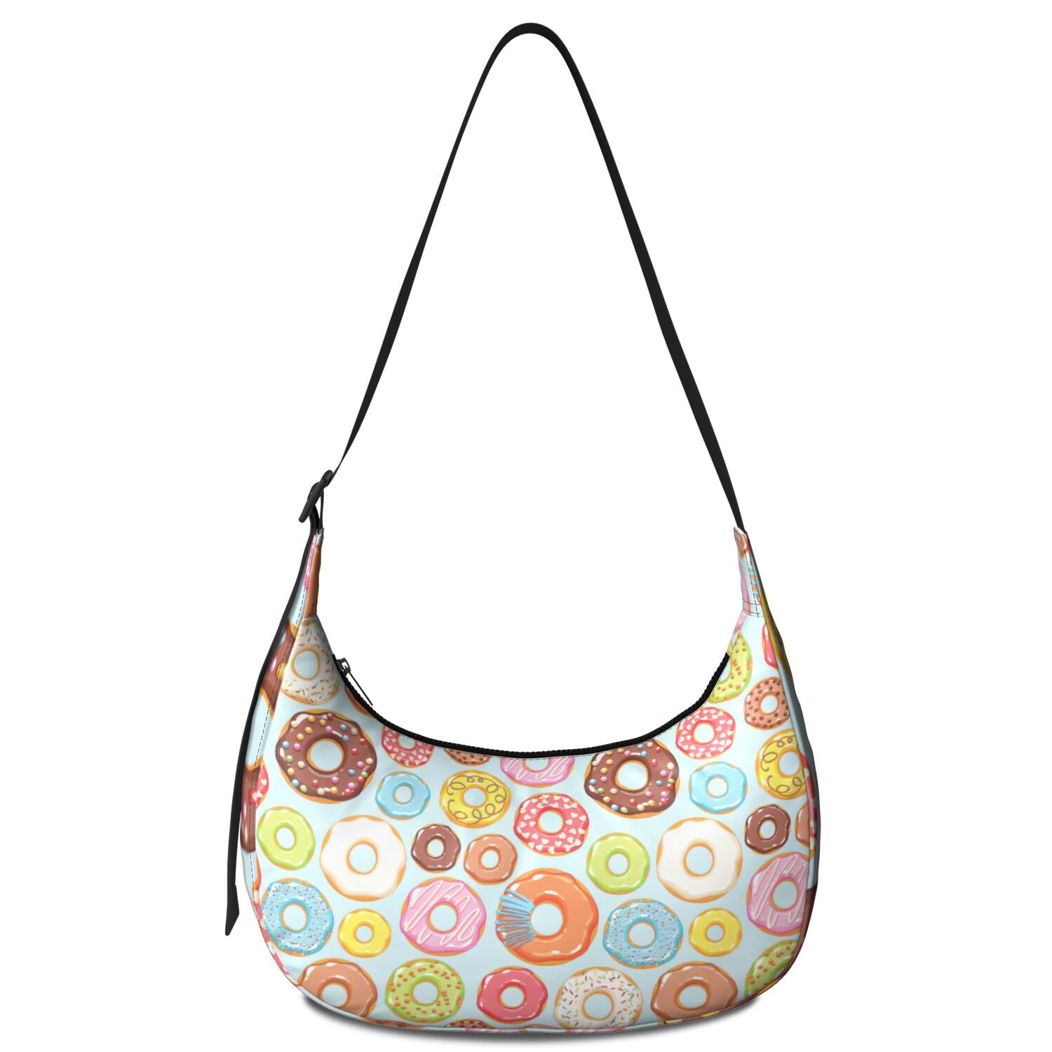 Colorful Donut Print Crossbody Handbag for Women, Cute Dessert Shoulder ...