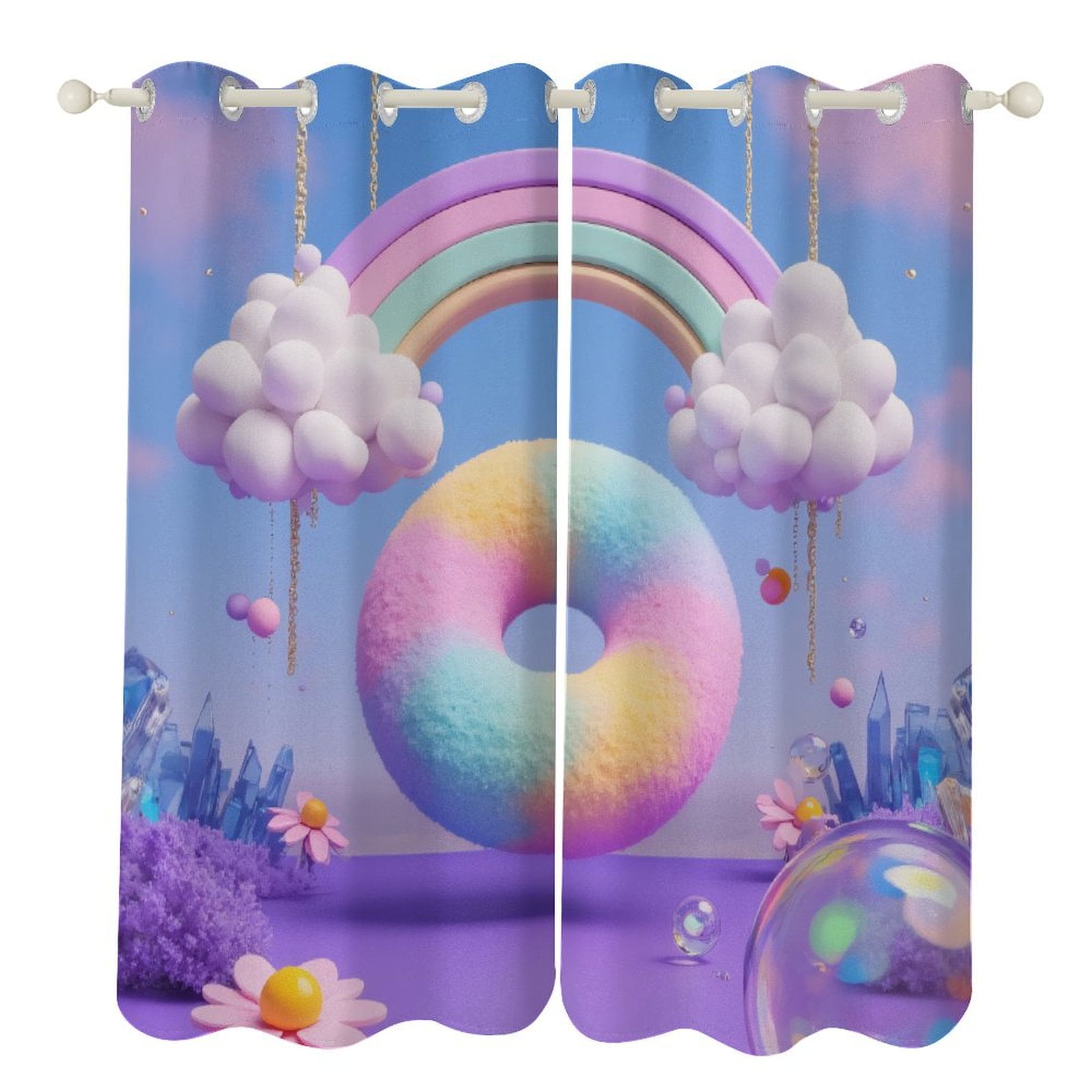Colorful Donut with Rainbow And Clouds 2 Panels 3D Printing Pattern ...