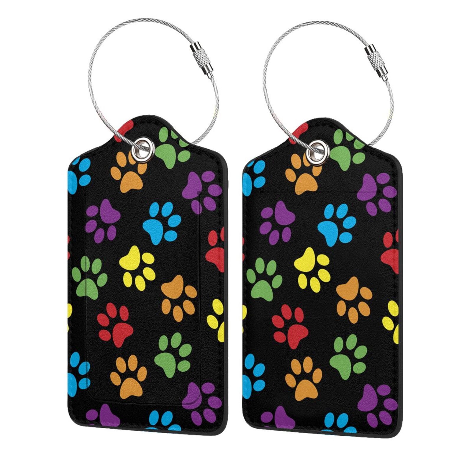 Colorful Doodle Dog Paws Luggage Tags for Suitcase Tags Identifiers ...