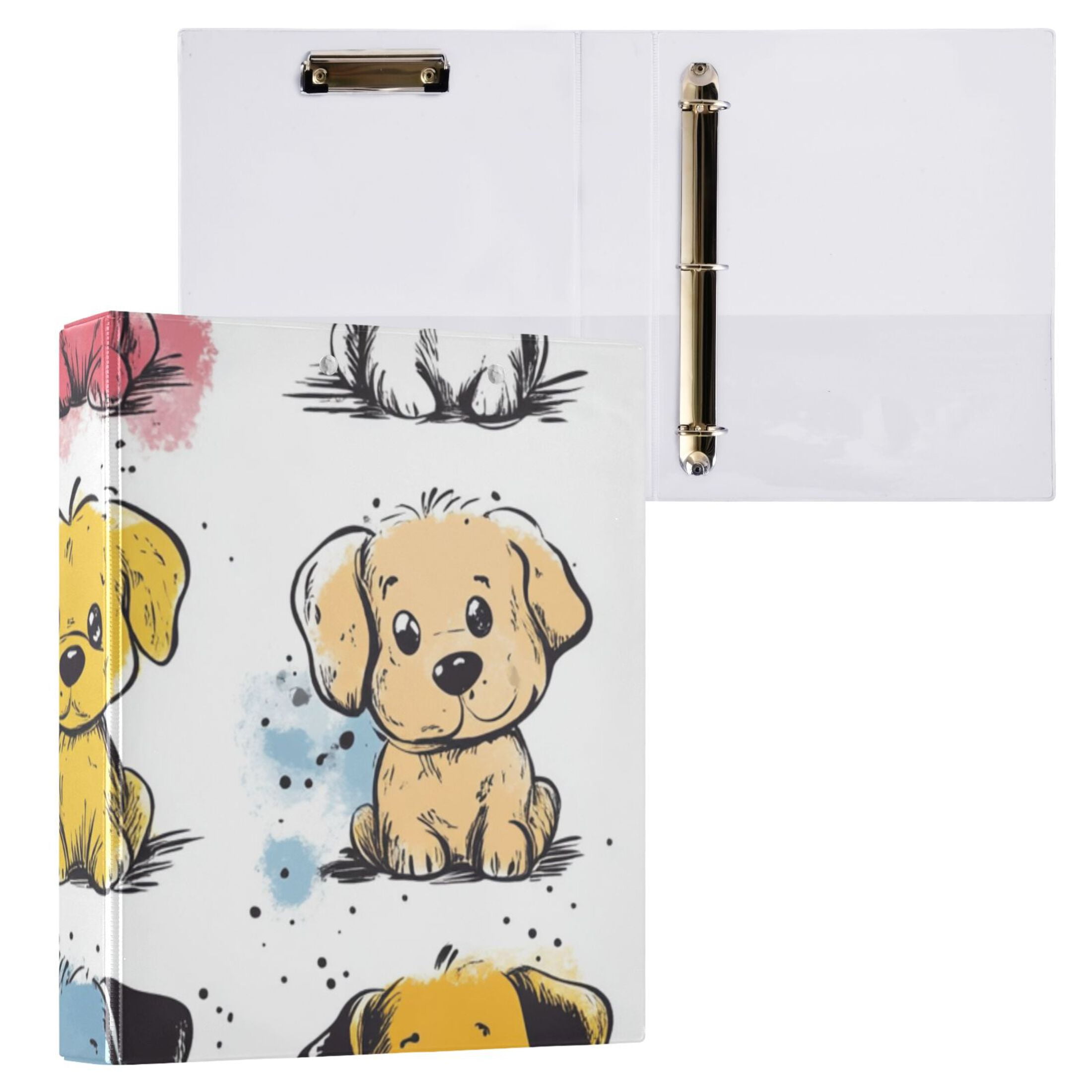 Colorful Doodle Dogs 3 Ring Binders 1.5 inch Hardcover File Folders ...