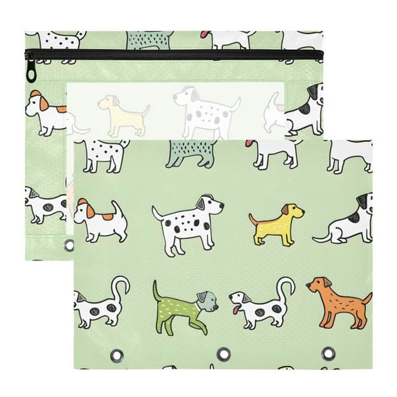 Colorful Doodle Dogs Cute 3-Ring Binder Pouches A4 Size Zipper Pocket ...