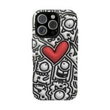 Colorful Doodle Heart Phone Case Fun Cartoon Style for iPhone 17 ...
