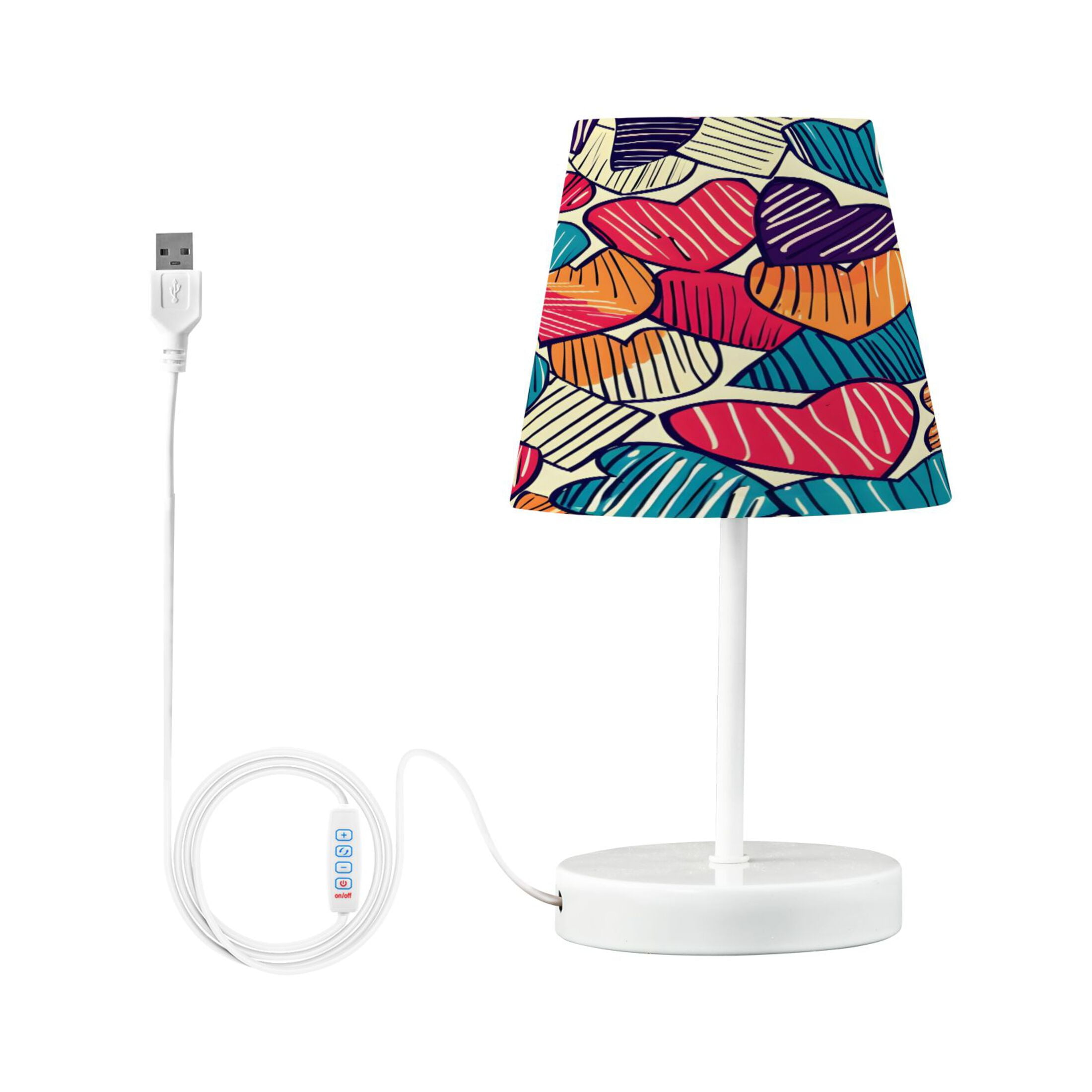 Colorful Doodle Hearts Desk Lamp LED Table Nightstand Lamps with 3 ...