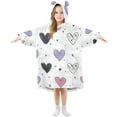 Colorful Doodle Hearts and X Marks Flannel Wearable Blankets Hooded ...