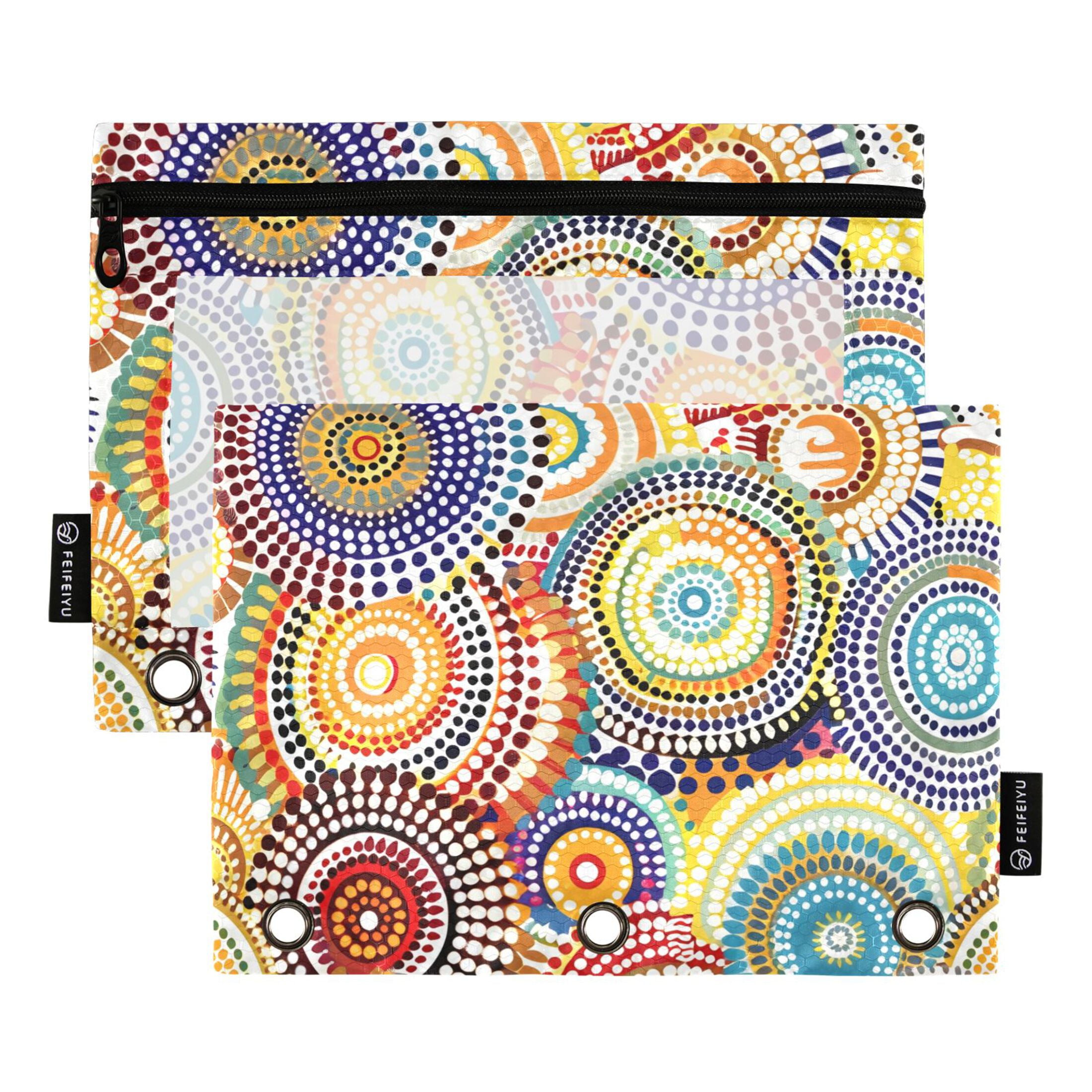 Colorful Dot Circles Binder Pouches Zipper Pocket Document Storage 3 ...