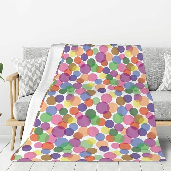 Colorful Dot Cute Throw Blanket For Couch Sofa Bed, Super Soft Cozy ...