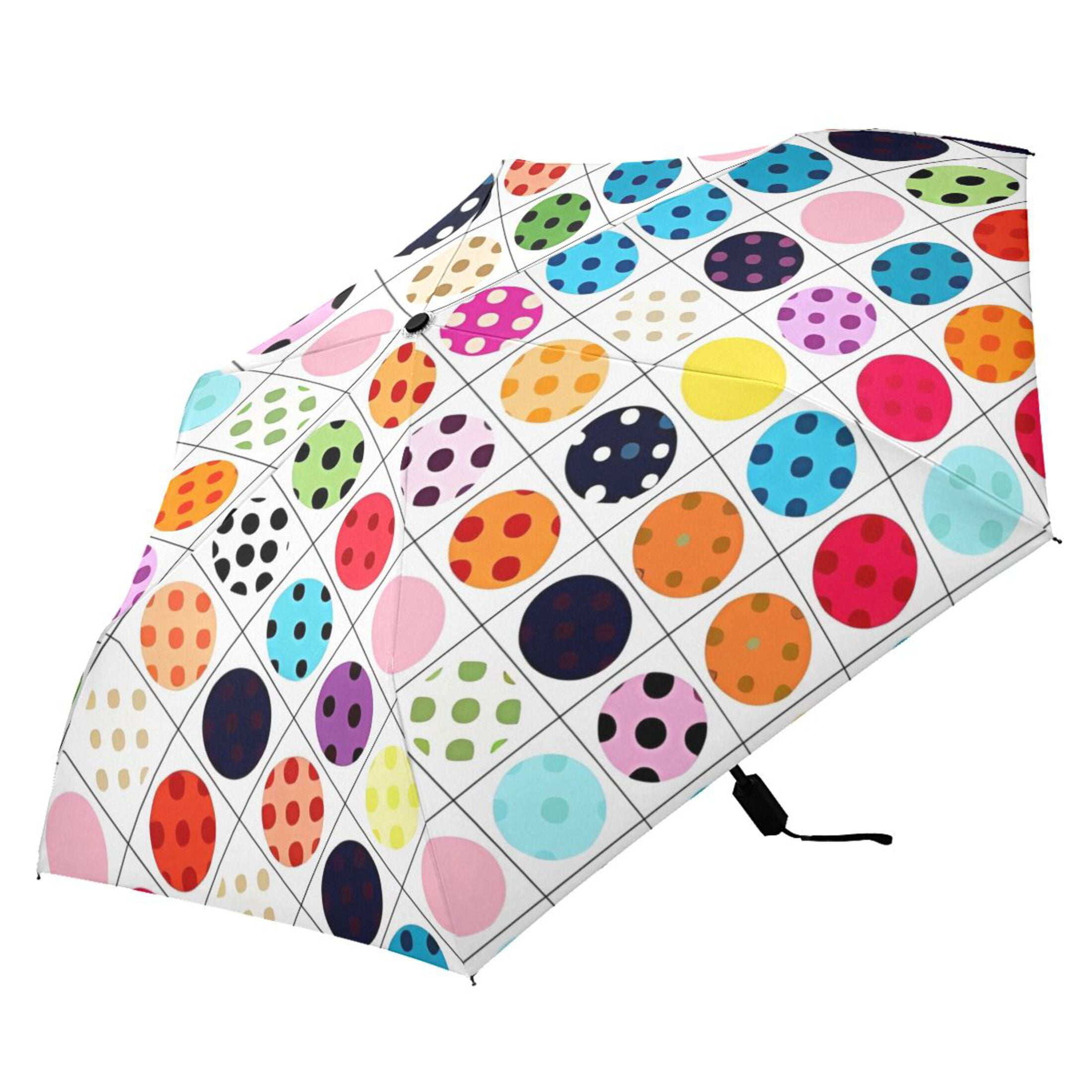 Colorful Dots Compact Folding Umbrella for Rain Windproof Travel ...