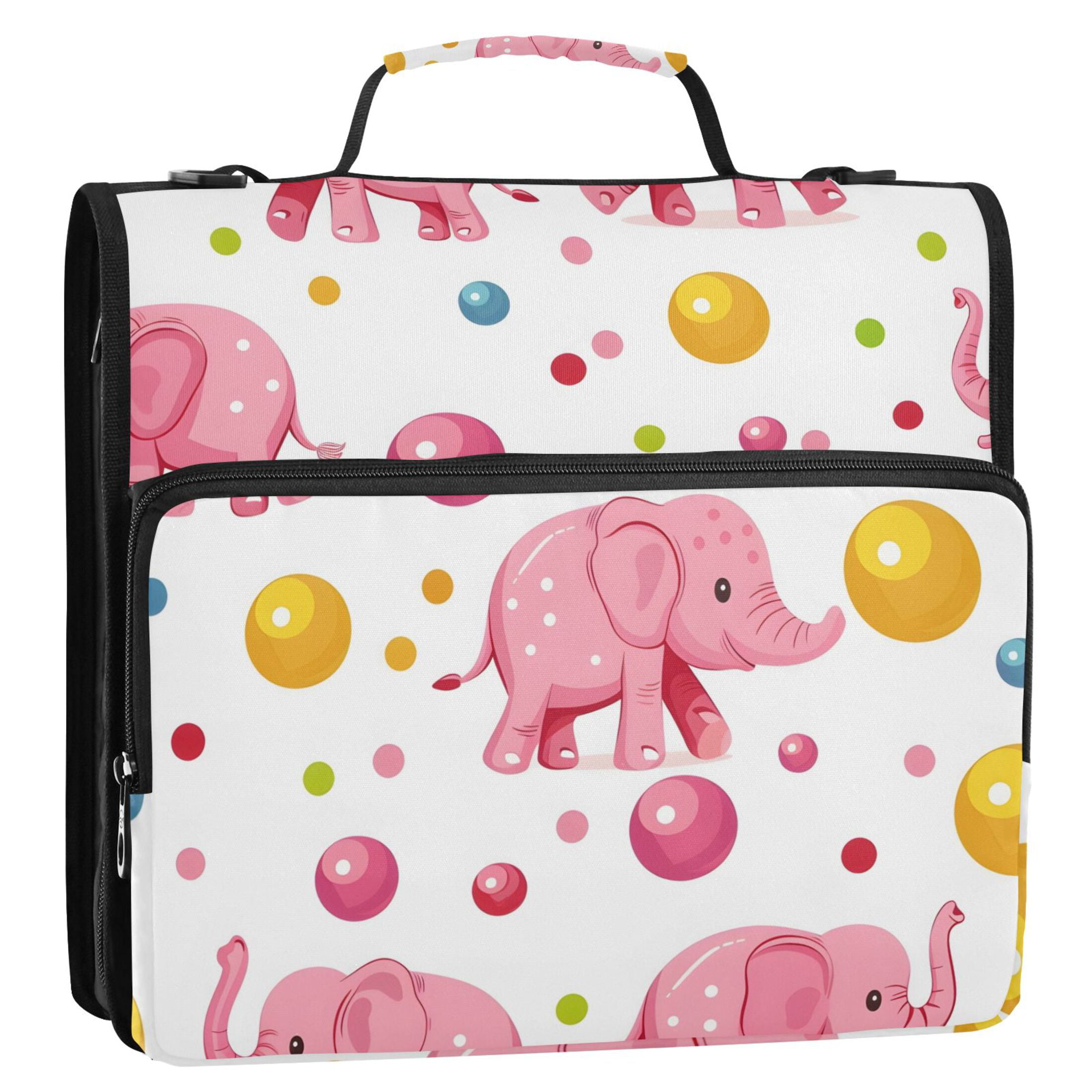 Colorful Dots Elephants Balls Binder Bag with Shoulder Strap 3 Ring ...