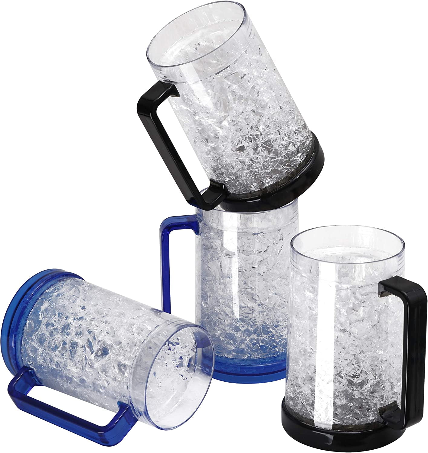 Colorful Double Wall Gel Freezer Beer Mugs - 16oz Plastic Cooling Cups ...